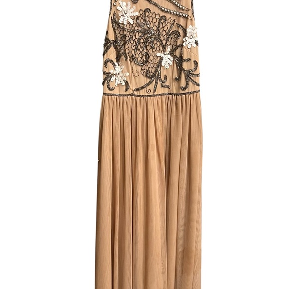 Gianni Bini | Dresses | Elegant Tan Embellished Dress With Silver And ...